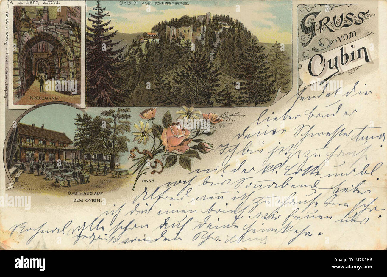 A vintage postcard of Oybin in Saxony, Germany, showing the view from ...