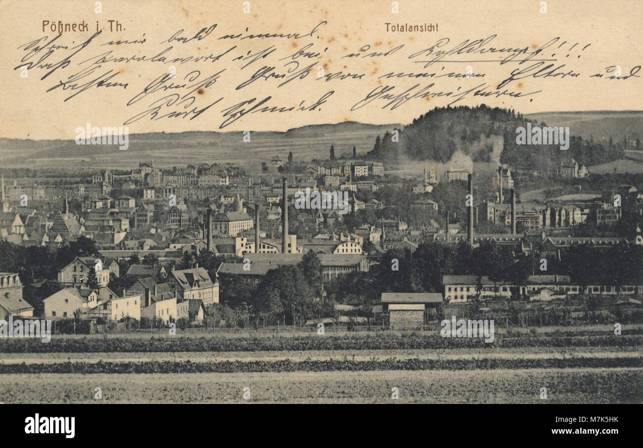 A view of Pößneck in Thuringia, Germany, showing the town’s layout and ...