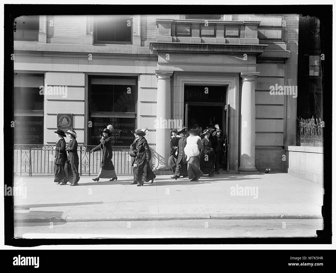 A historical photograph of telephone operators, known as 'telephone ...