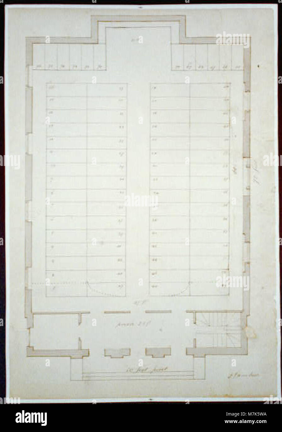 This floor plan illustrates the design of the Unitarian Church located ...