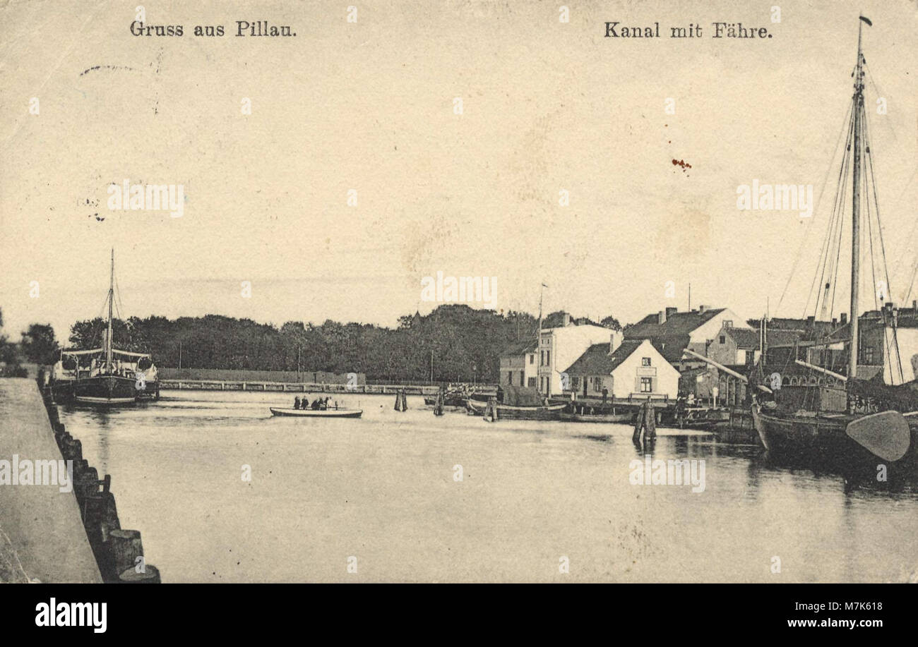 This postcard shows Pillau (now Baltiysk, Russia) in East Prussia, with ...