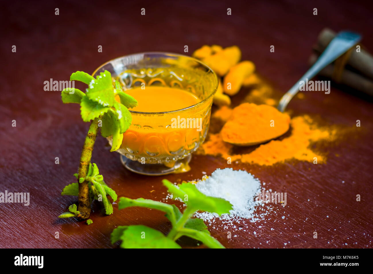Tea of turmeric,Curcuma longa,Haldi, Ajwain,Trachyspermum ammi and salt ...