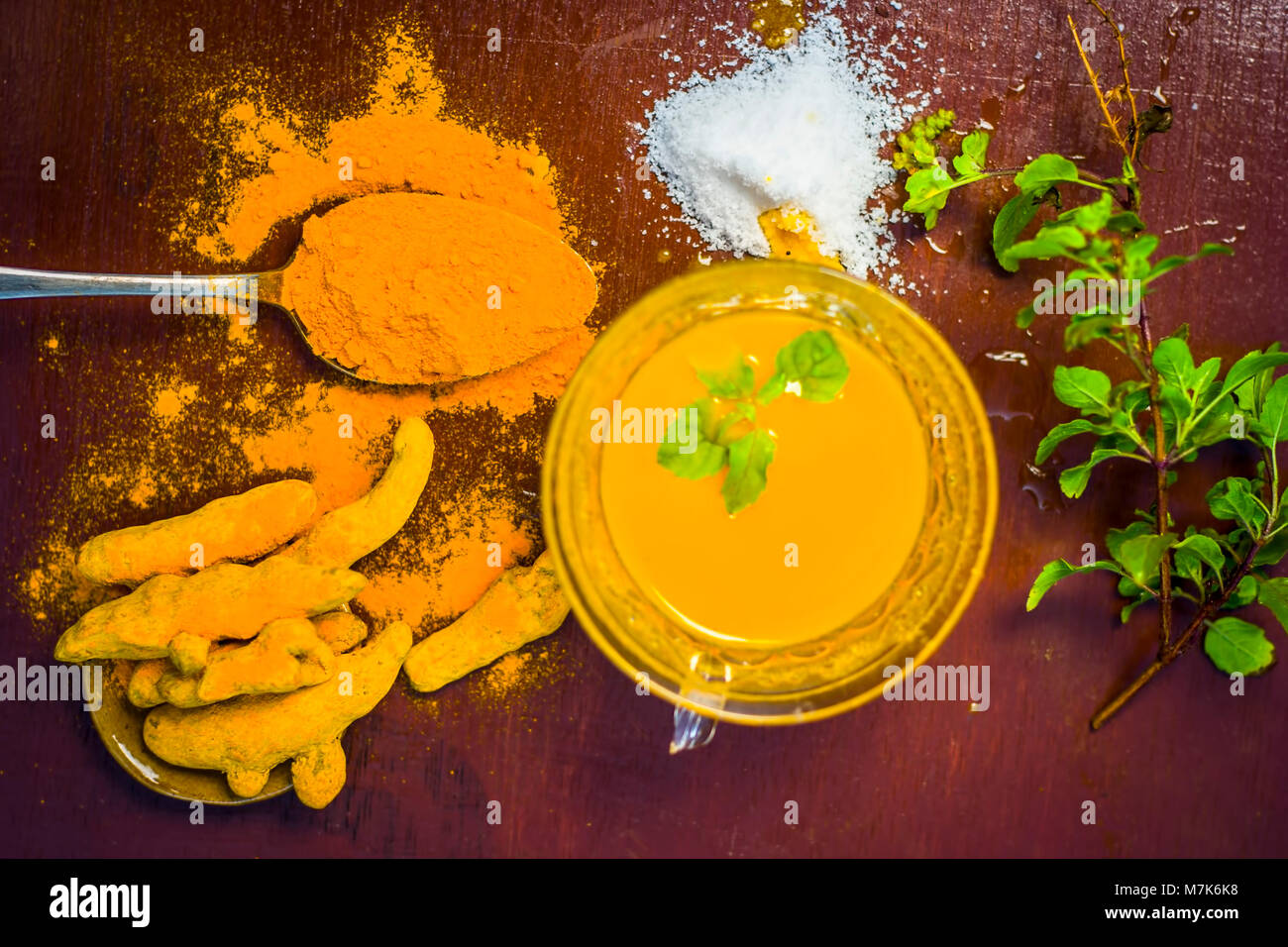 Tea of turmeric,Curcuma longa,Haldi, Ajwain,Trachyspermum ammi and salt ...