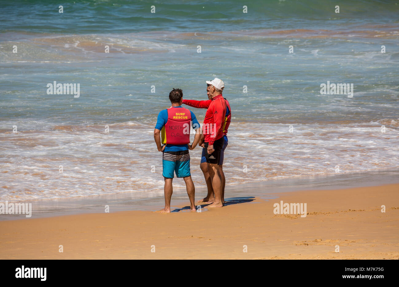 Volunteer surf rescue lifeguards male on North Curl Curl beach,Sydney ...