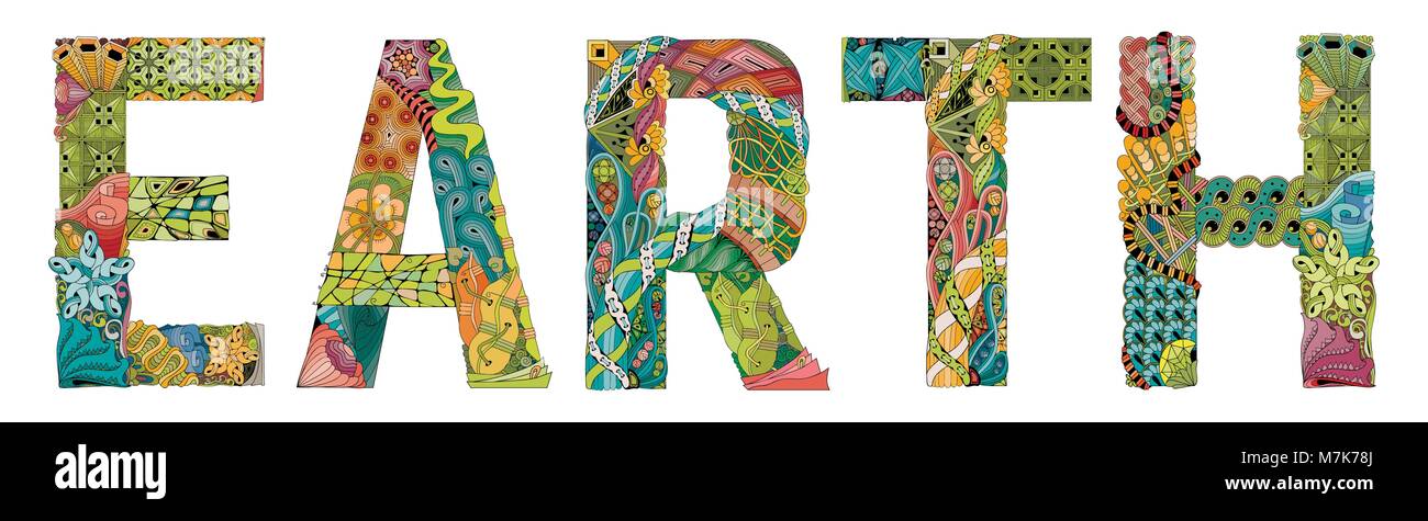 Word earth. Vector decorative zentangle object Stock Vector Image & Art ...