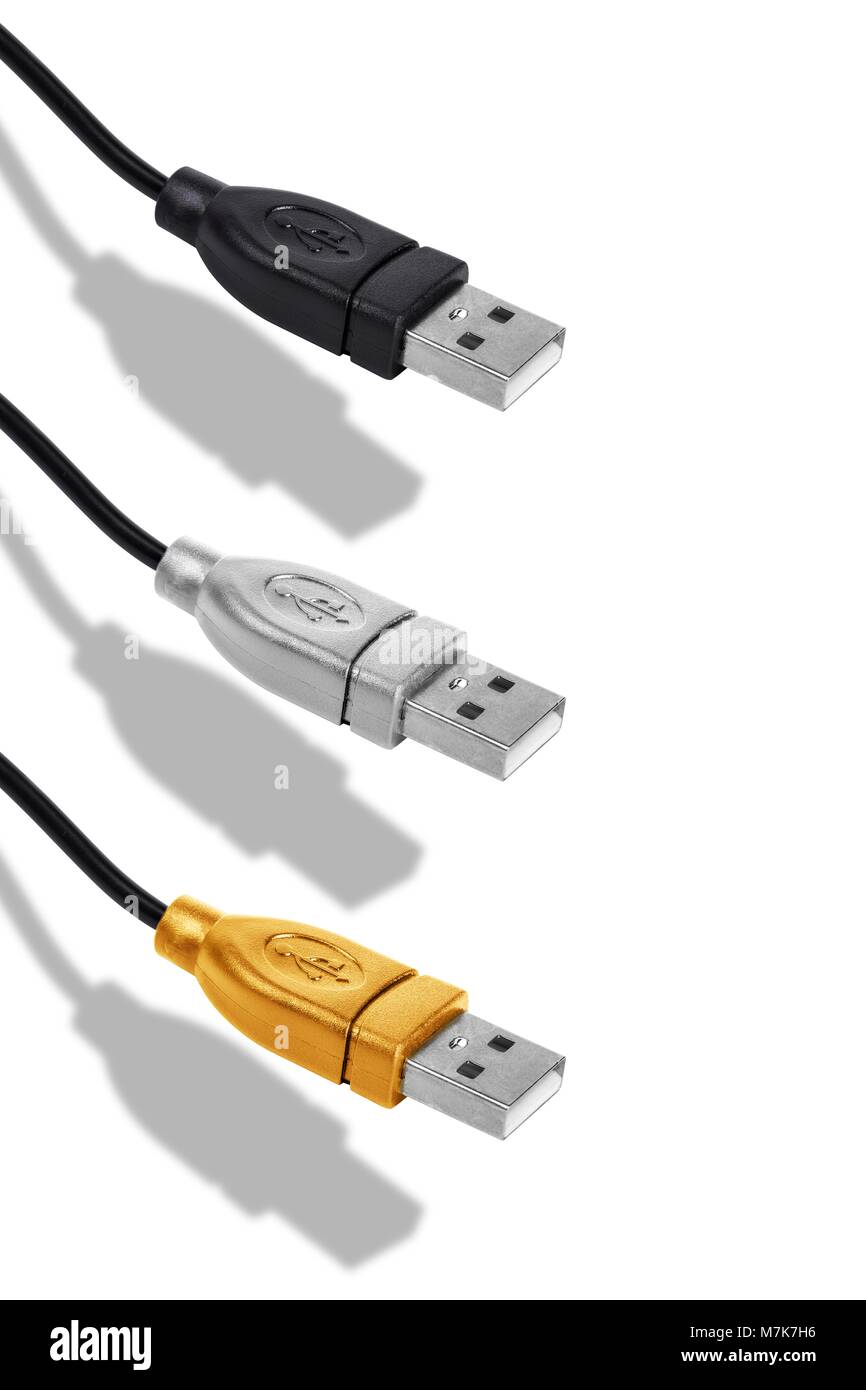 Colorful USB cables isolated at white background with shadow Stock ...