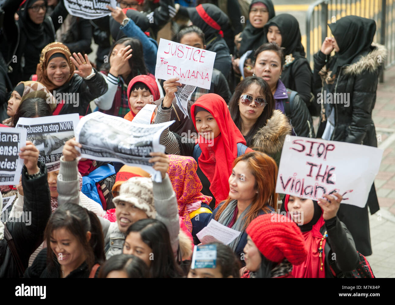 Justice for Erwiana Protest by migrant workers Hong Kong. Foreign ...