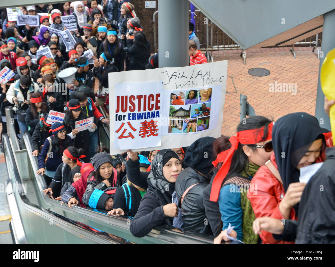 Justice for Erwiana Protest by migrant workers Hong Kong. Foreign ...