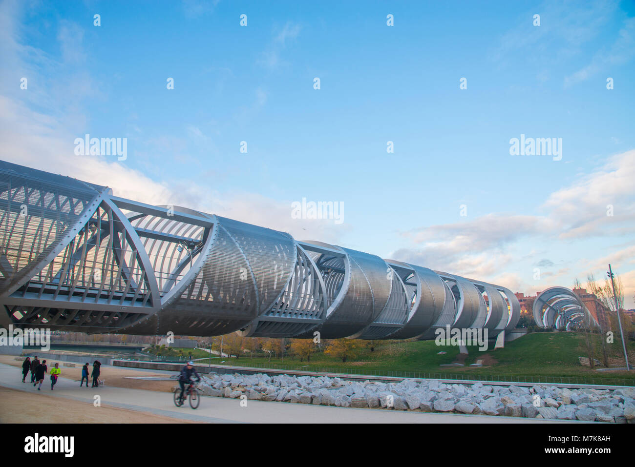 Bridge by Perrault. Madrid Rio park, Madrid, Spain Stock Photo - Alamy