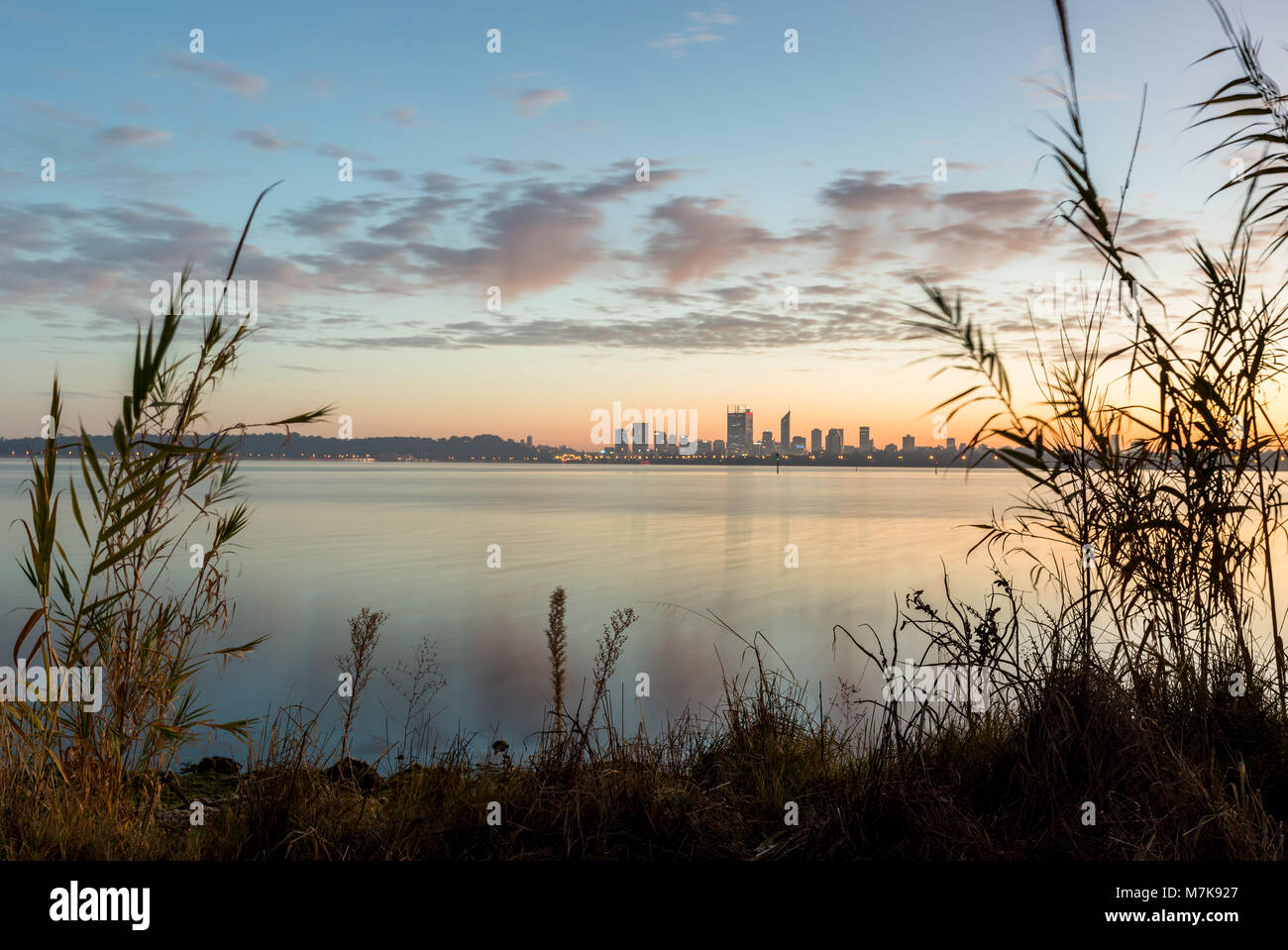 Sunrise, view of Perth City from Applecross Stock Photo - Alamy