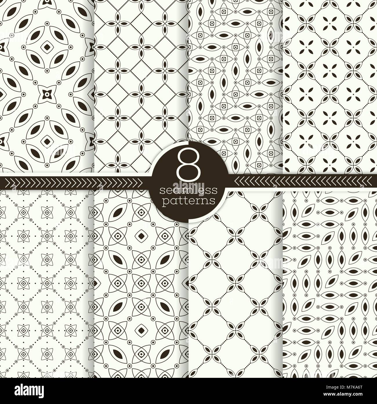 Seamless pattern. Set of eight abstract textured backgrounds. Modern stylish textures. Regularly ...