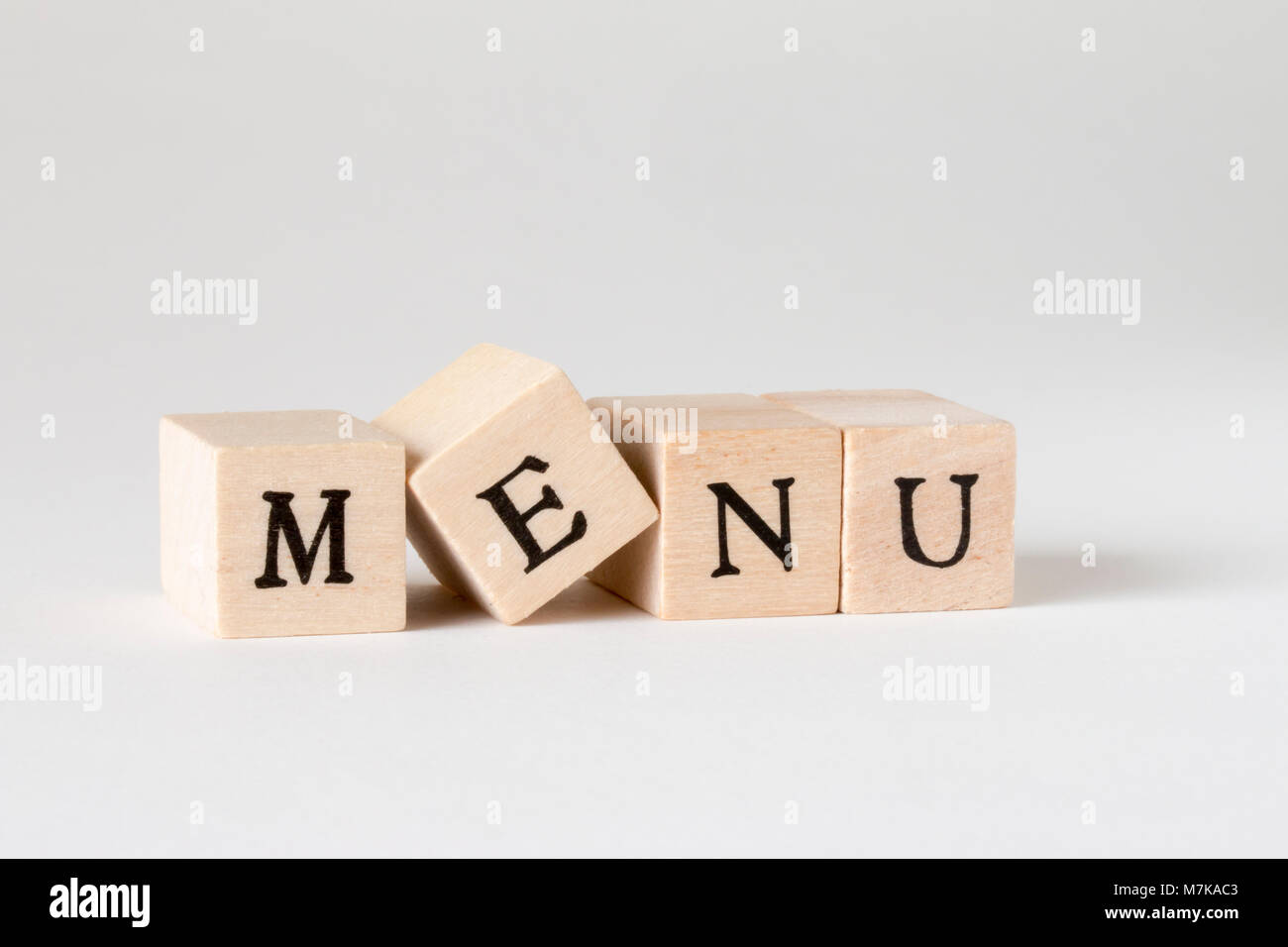 Wooden Building Blocks Written MENU Stock Photo - Alamy