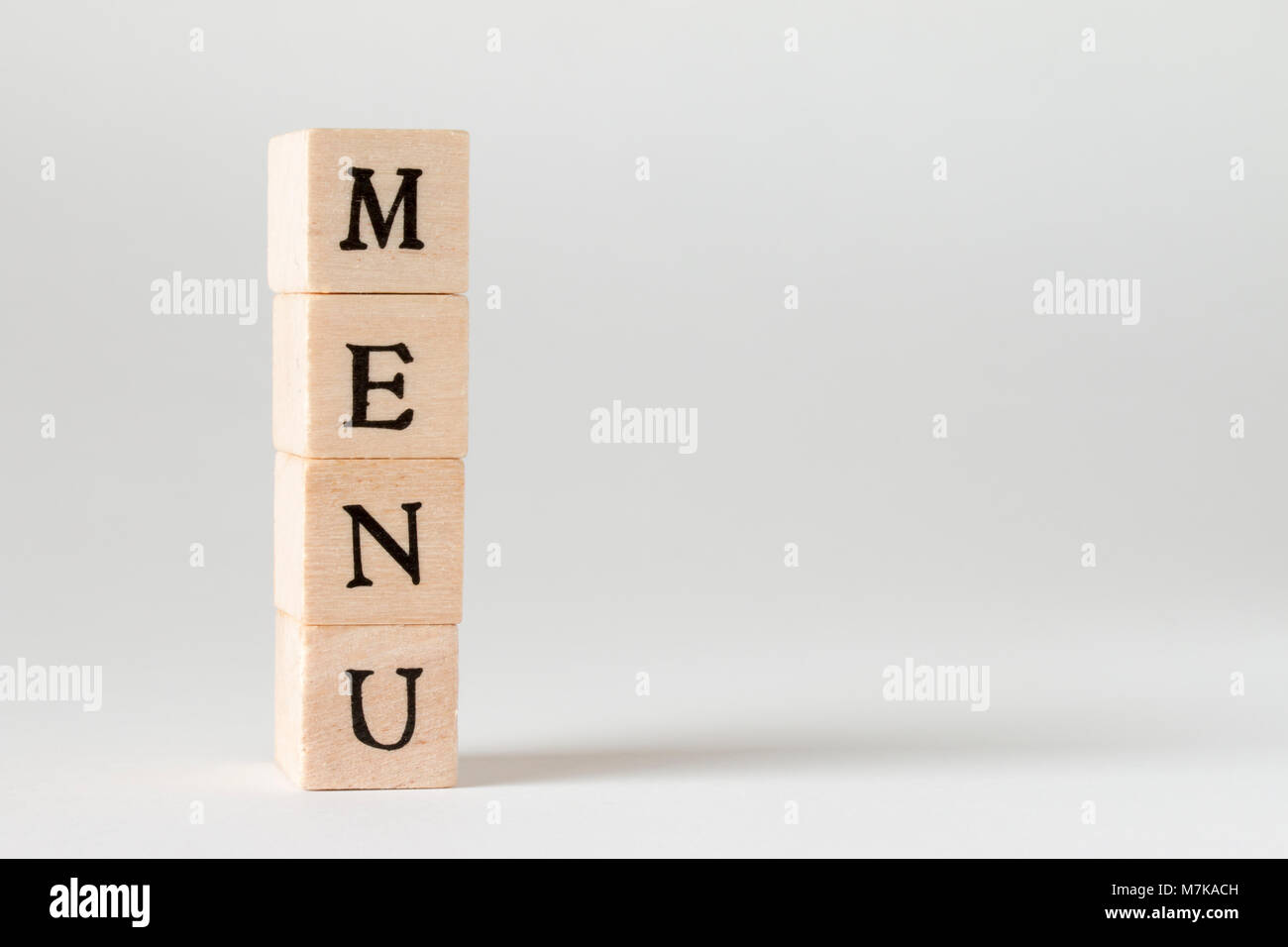 Wooden Building Blocks Written MENU Stock Photo - Alamy