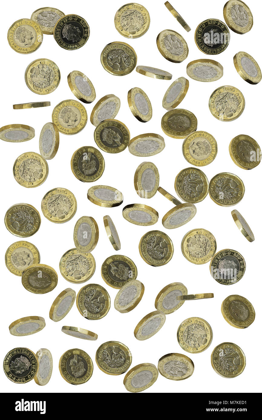 New pound coins falling hi-res stock photography and images - Alamy