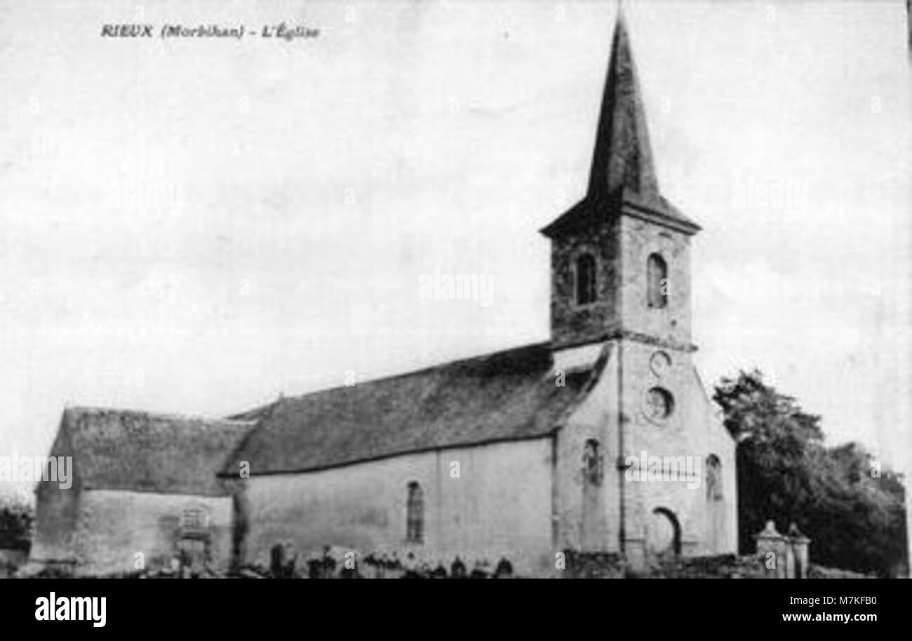 A postcard depicting the Église de Rieux, a church known for its ...