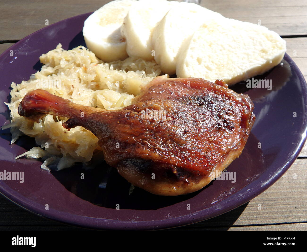 Roast duck thigh with cabbage and dumplings - Slovak traditional food ...