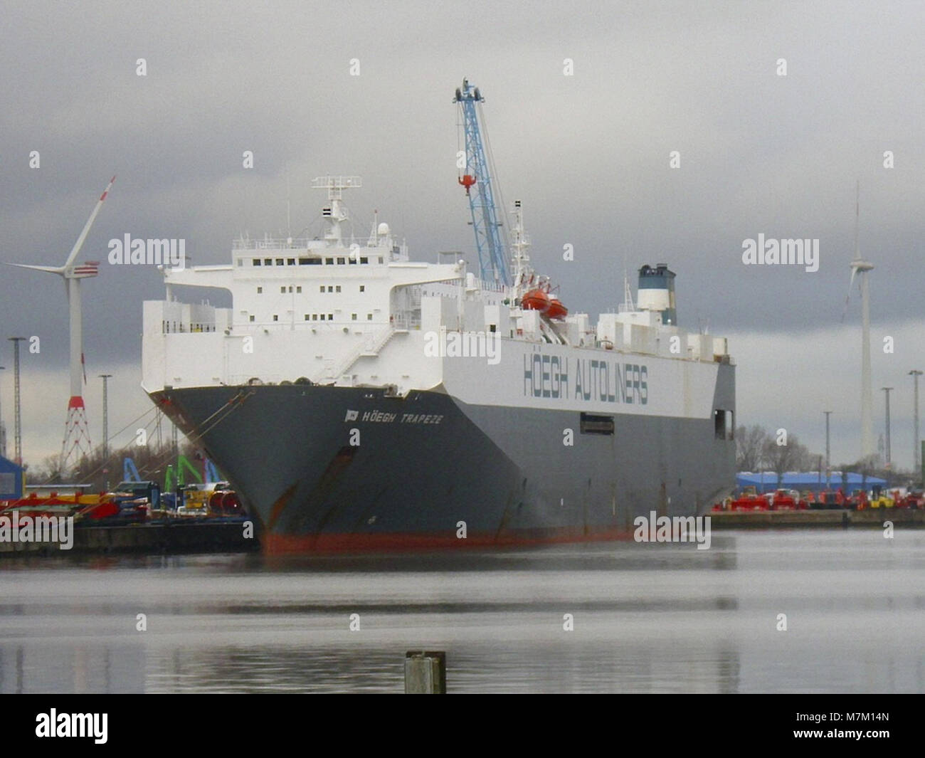 Image of the car carrier ship Høegh Trapeze. This photograph features ...