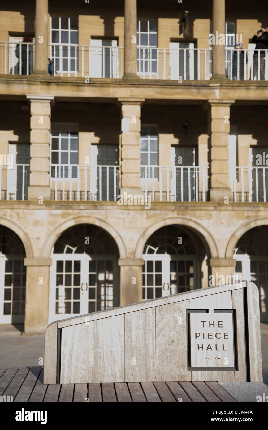 A view of the courtyard of The Piece Hall in Halifax, England Stock ...