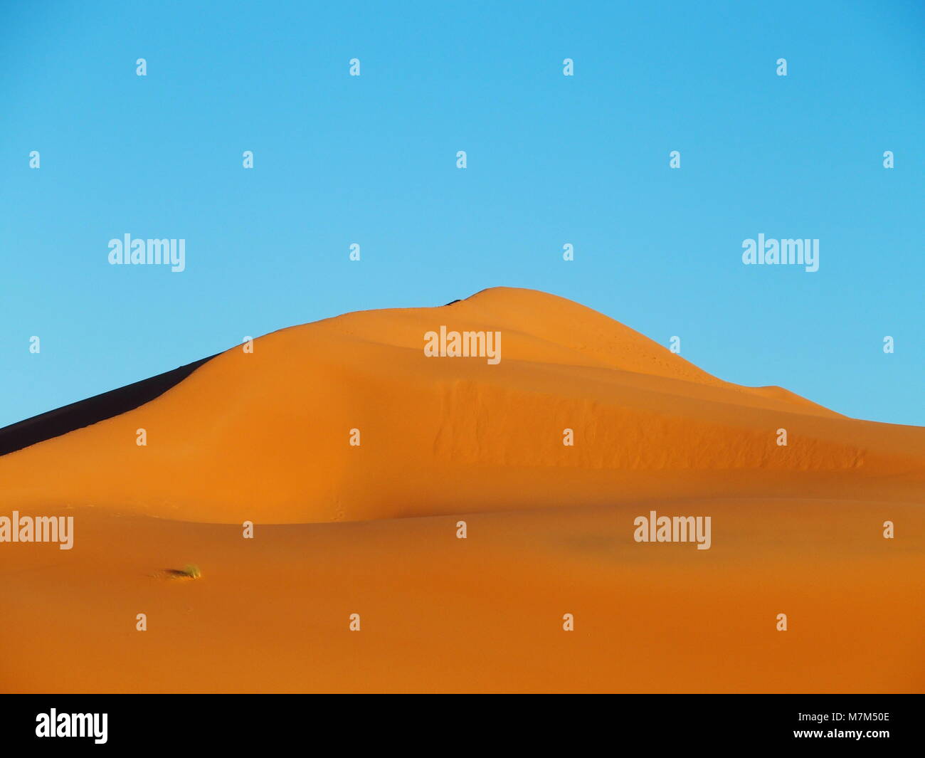 Peak of ERG CHEBBI dunes near MERZOUGA with landscape of sandy desert ...