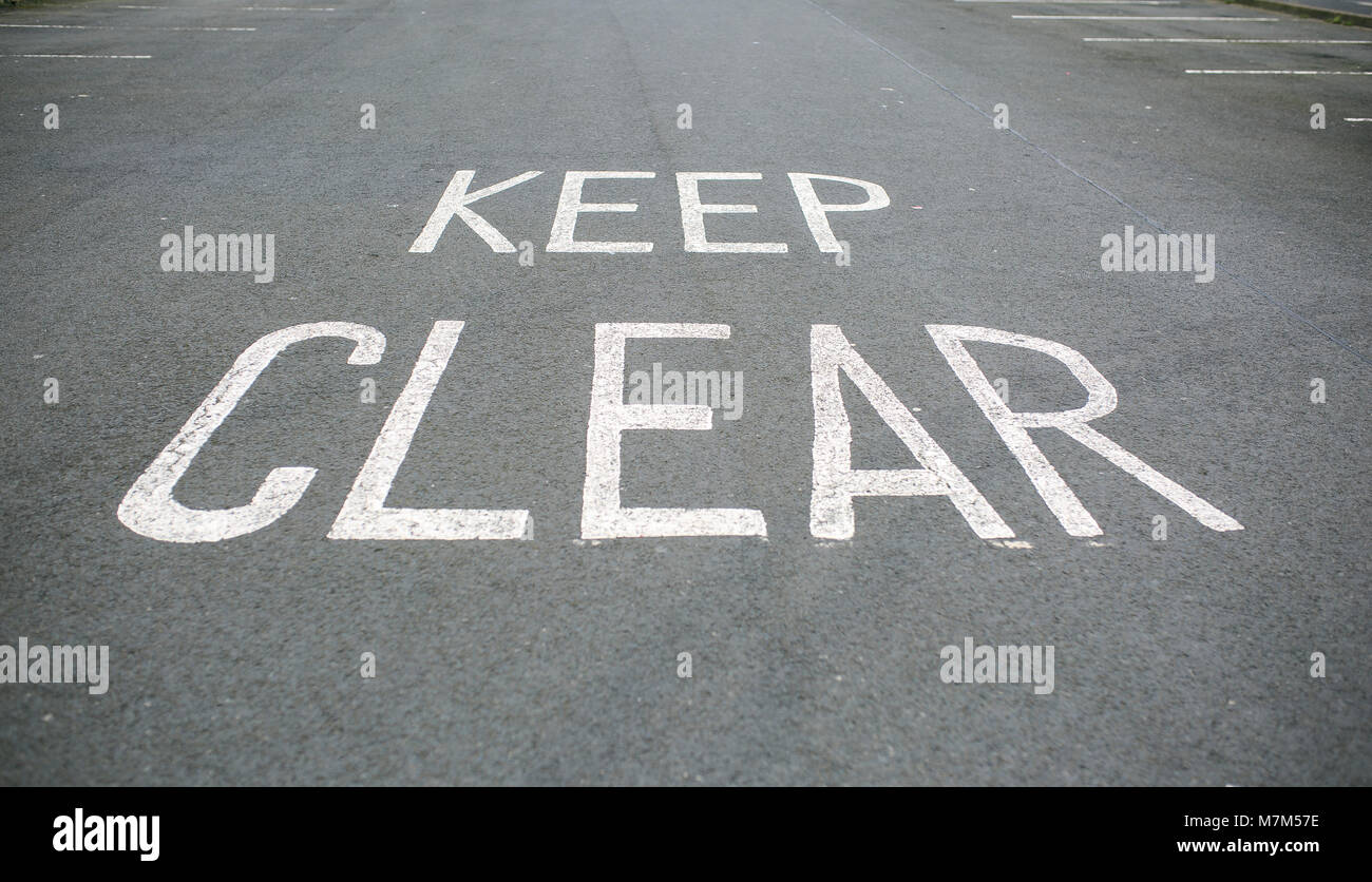 keep clear signal on the road Stock Photo - Alamy