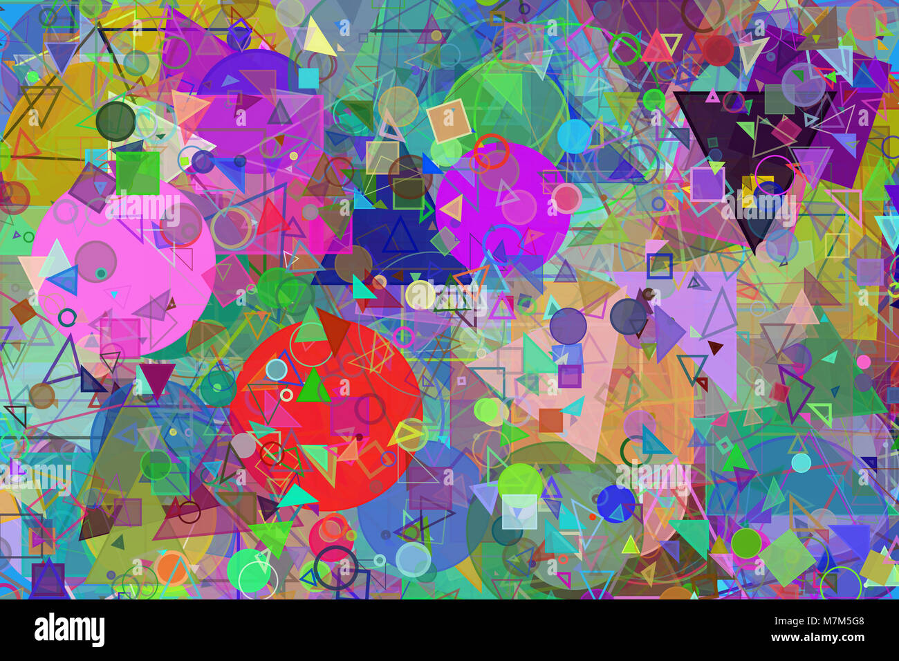 Random circle, square, rectangle & triangle shape, digital generative ...