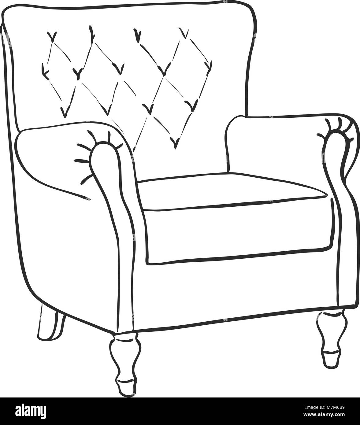 Line art retro armchair, vector Stock Vector Image & Art - Alamy