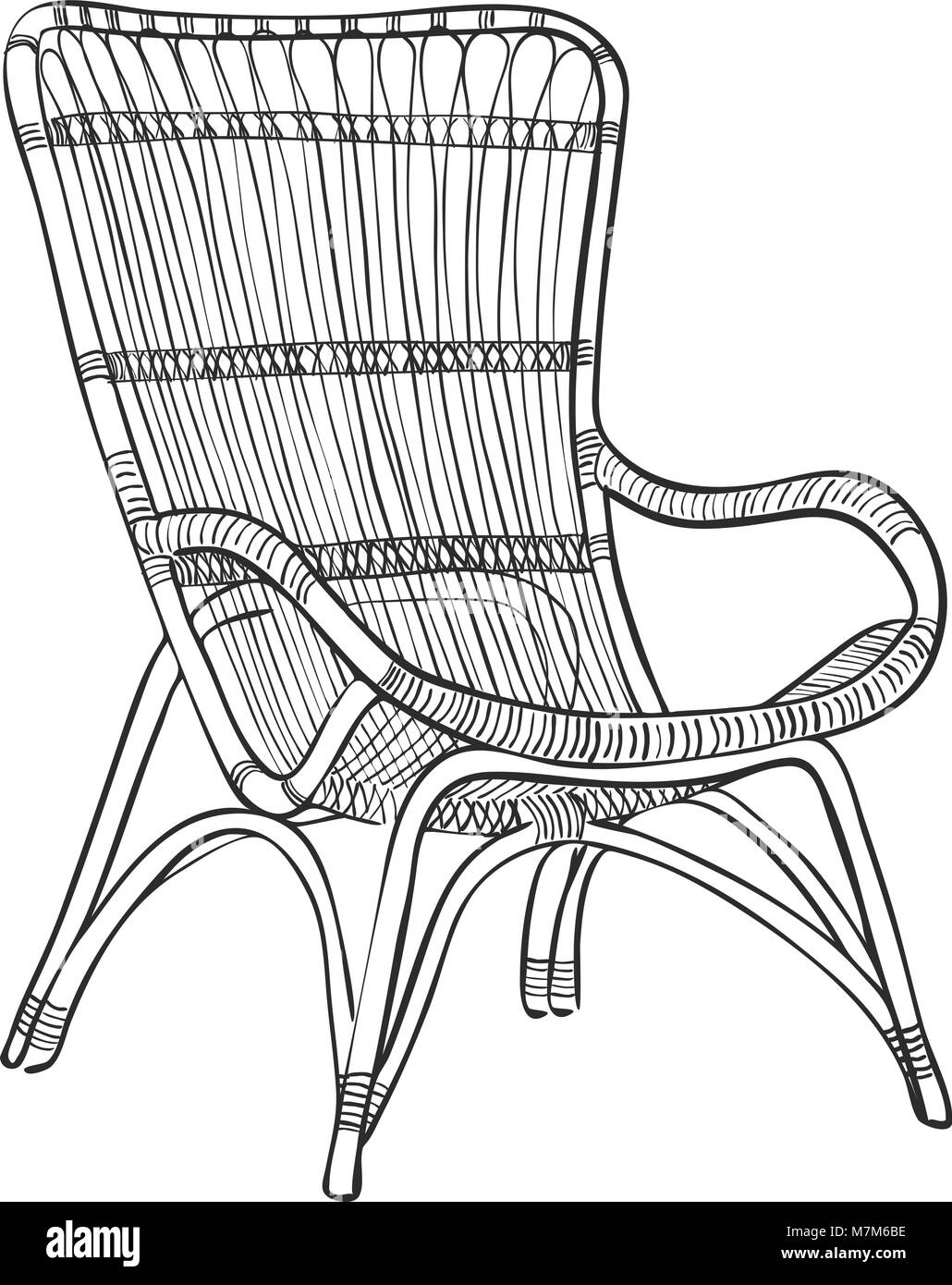 Line art wicker armchair, vector Stock Vector Image & Art - Alamy