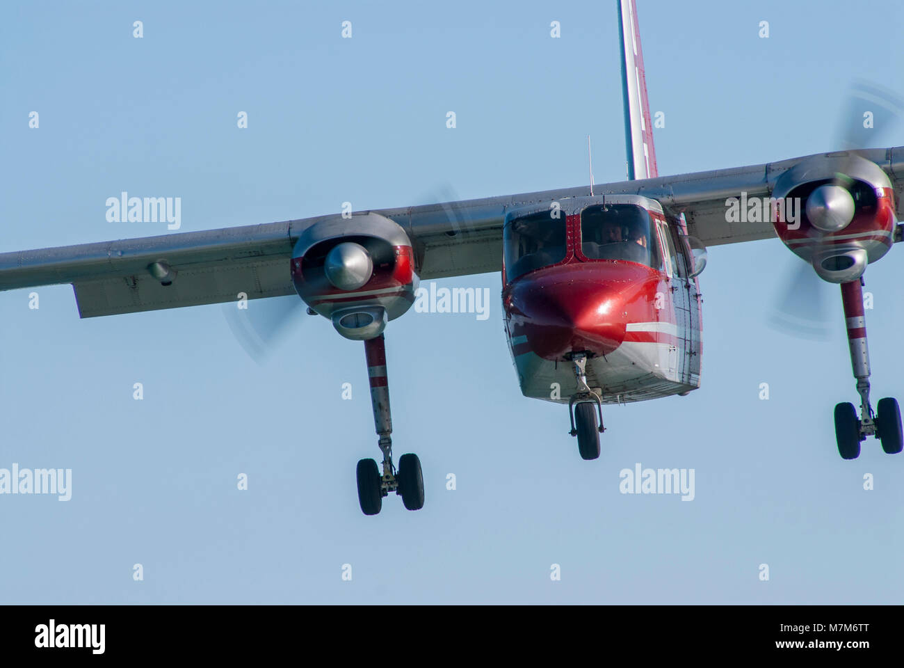 Action image of frontal view of landing plane coming to the image Stock ...