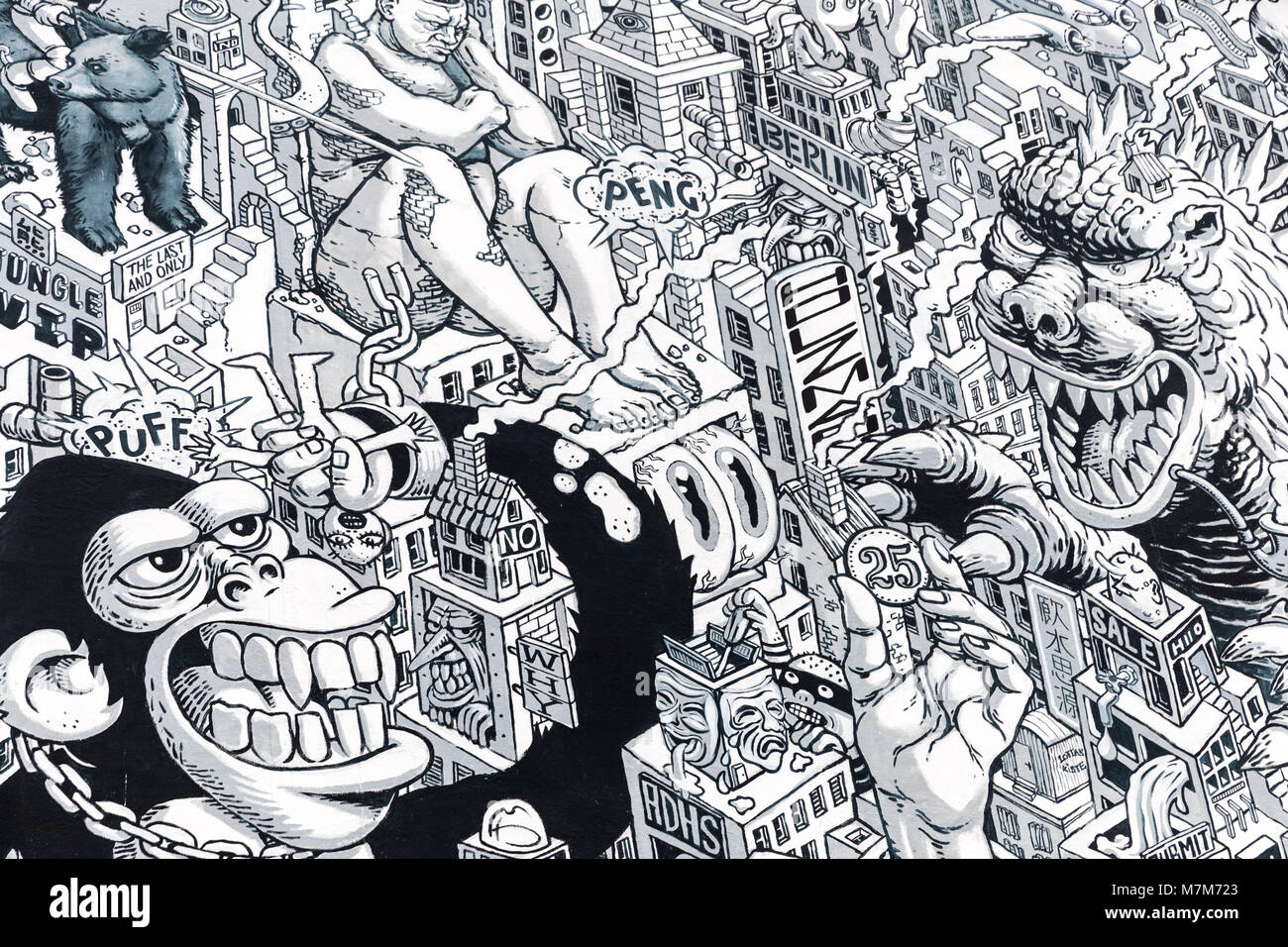 Cartoon over a Building in Berlin City, Germany Stock Photo - Alamy