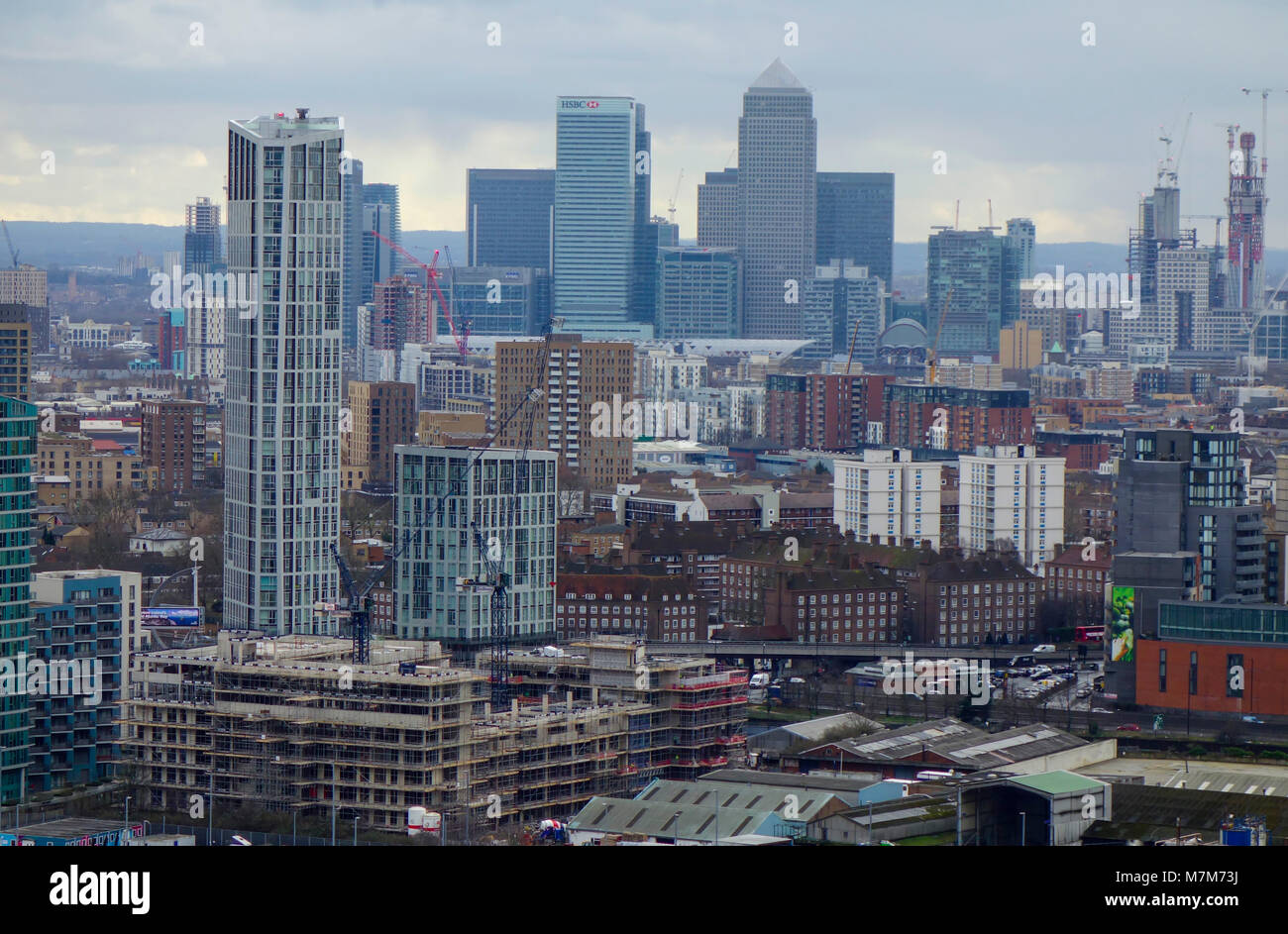 London Skyline as seen from the ArcelorMittal Orbit observation tower ...