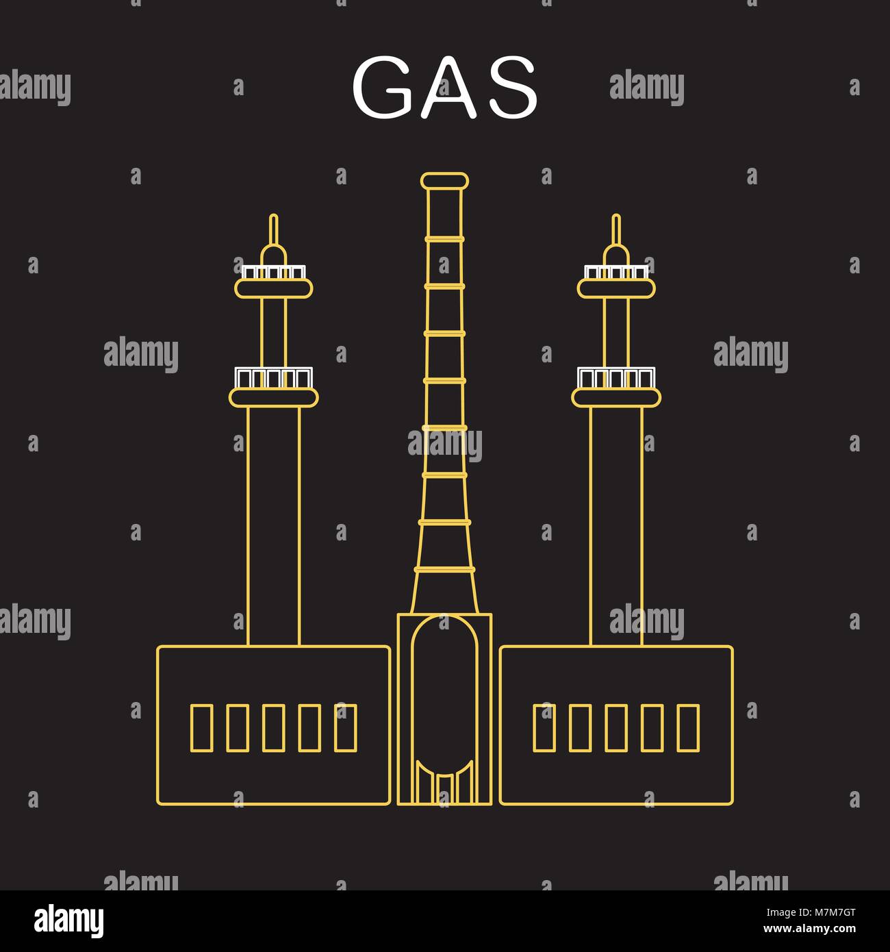 Gas processing plant. Industrial theme. Design for announcement ...