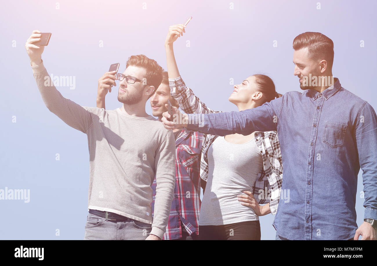 closeup.good friends doing a selfie Stock Photo - Alamy