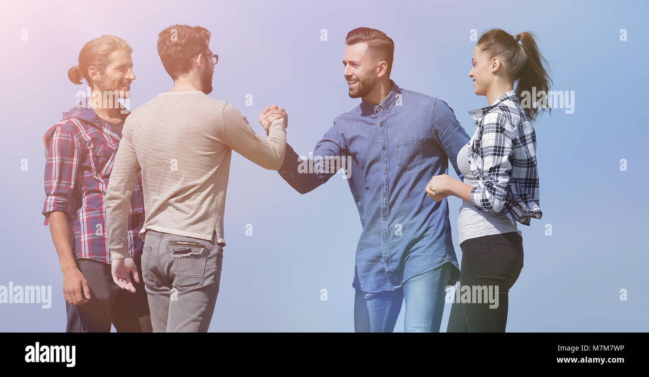 Students greet each other hi-res stock photography and images - Alamy