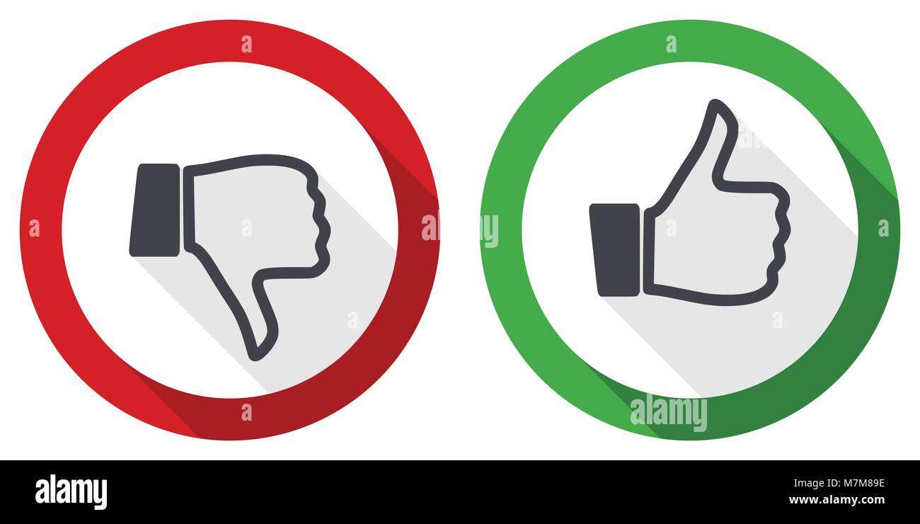 Set of thumb down and up, like and dislike social media flat design ...