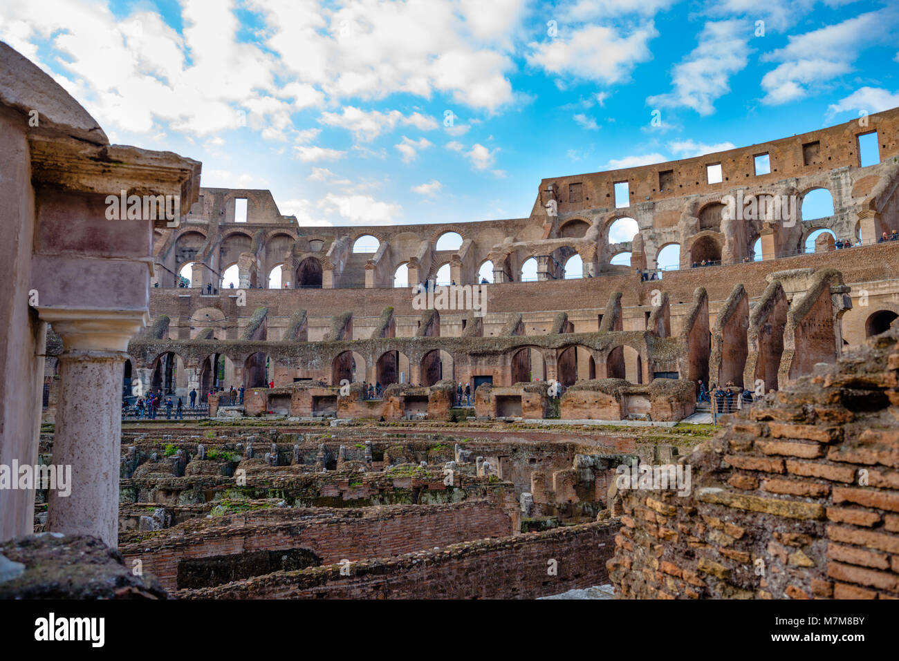 Interior closeup detail of he Colosseum or Coliseum, also known as the ...