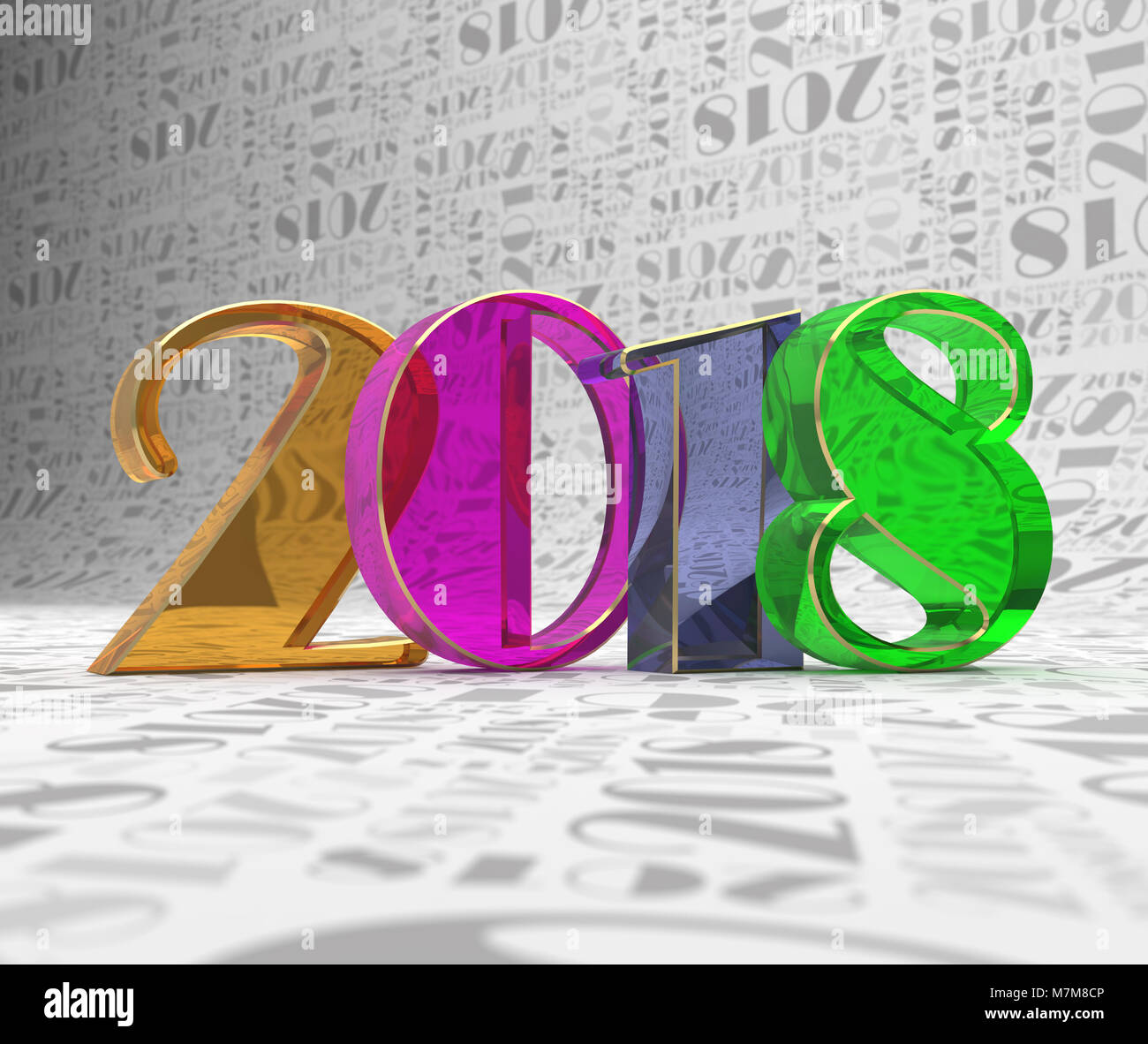 Number 2018 against the background of the numbers two, zero, one, eight ...