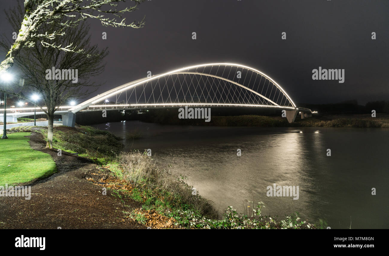 A recently finished bridge deck allows pedestrians to venture out over ...