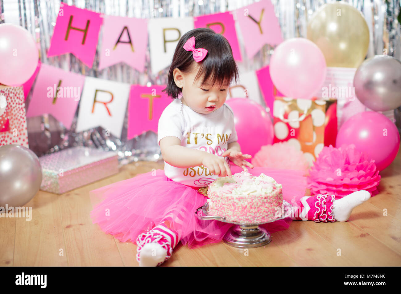 Baby girl celebrate her 2th birthday Stock Photo - Alamy