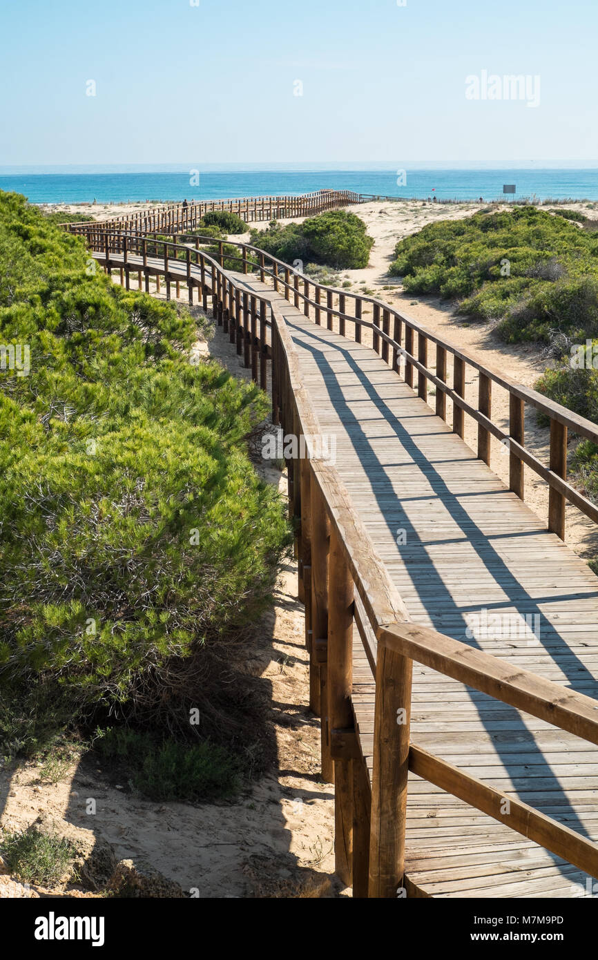 Idyllic Carabassi beach on sunny Costa Blanca, Alicante, Spain Stock ...