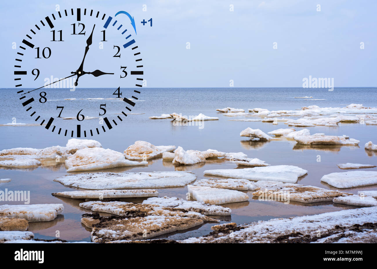 Daylight Saving Time. DST. Wall Clock going to winter time Stock Photo ...