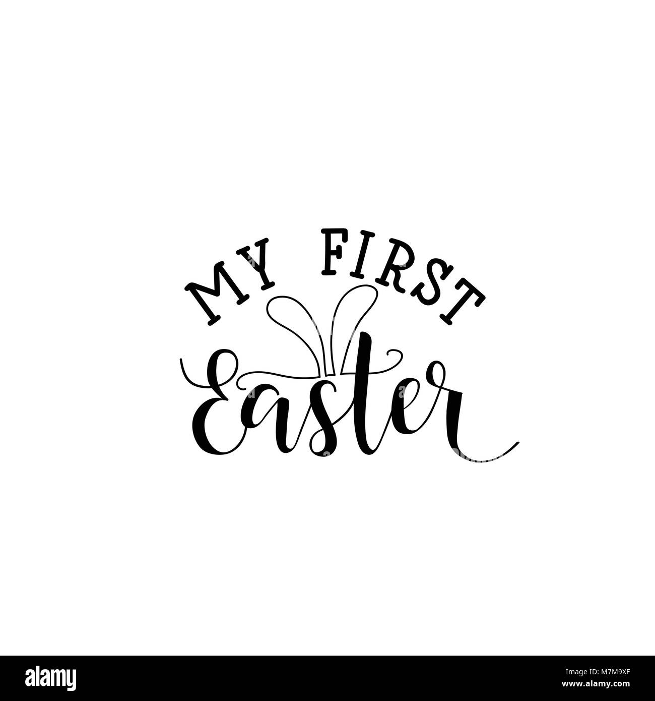 Greeting card templates with lettering phrase My first Easter. Modern ...
