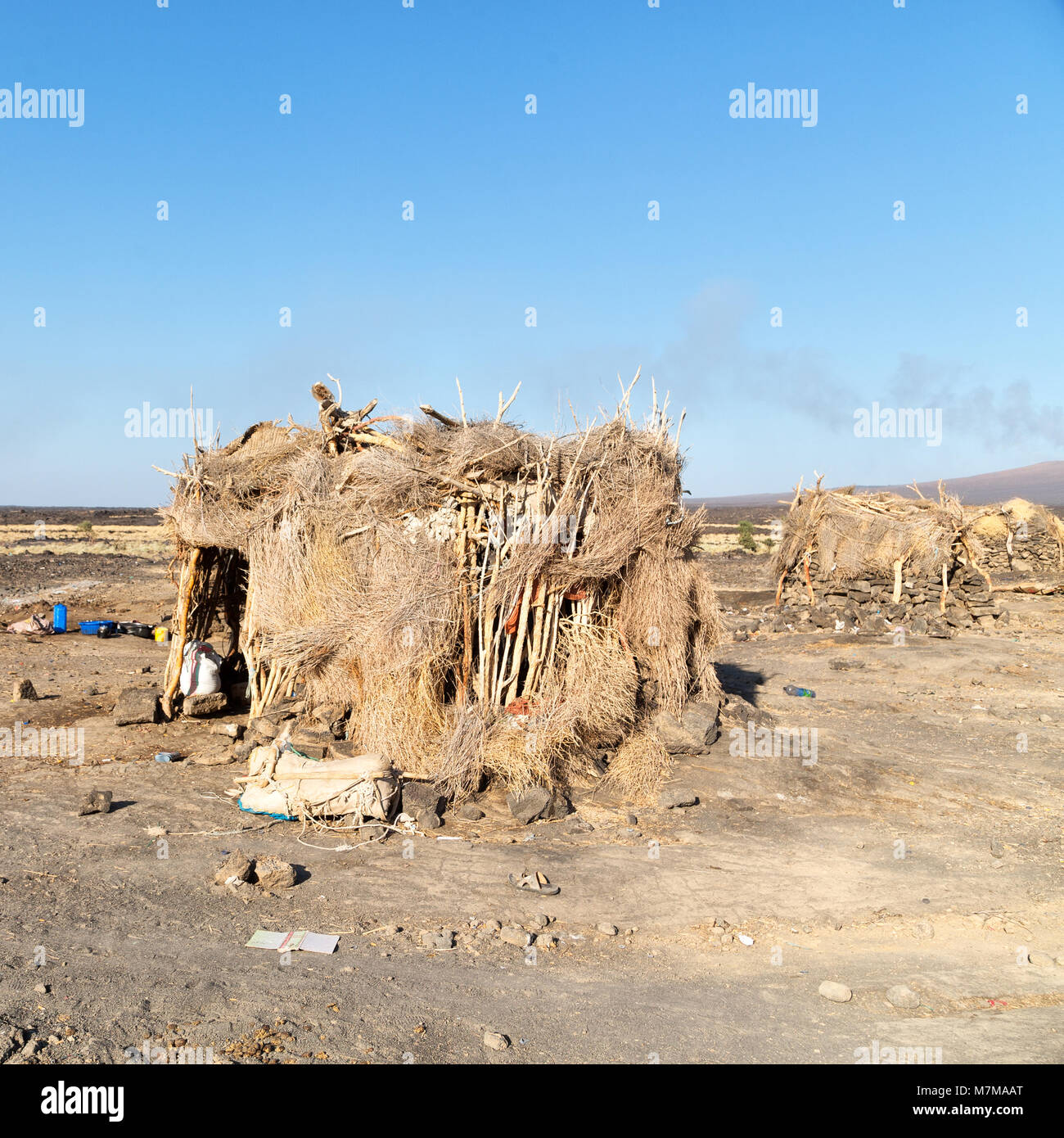 in ethiopia africa the poor house of people in the desert of stone ...