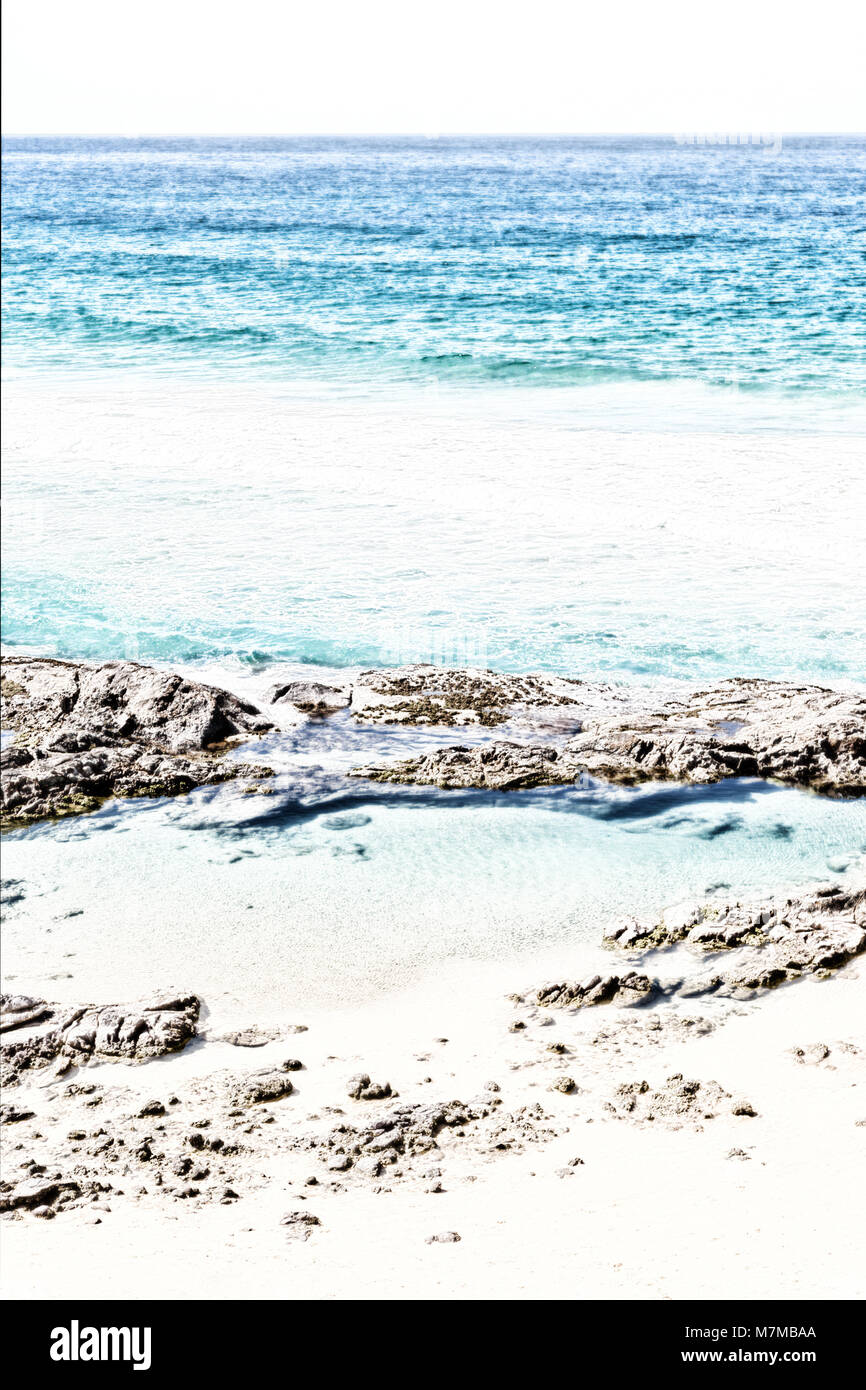 in australia fraser island the beach near the rocks in the wave of ...