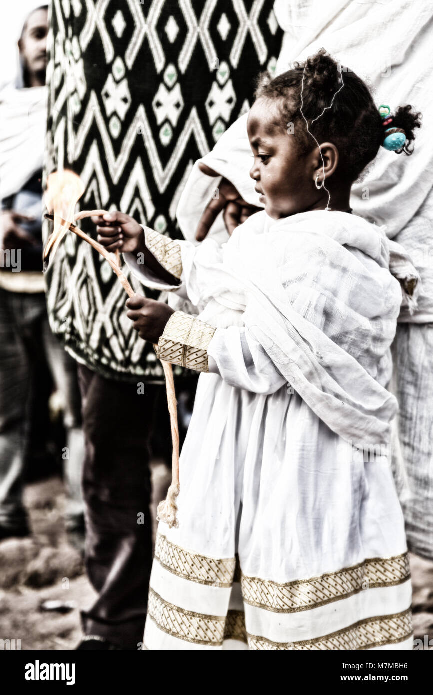 ETHIOPIA,LALIBELA-CIRCA JANUARY 2018--unidentified young girl in the ...