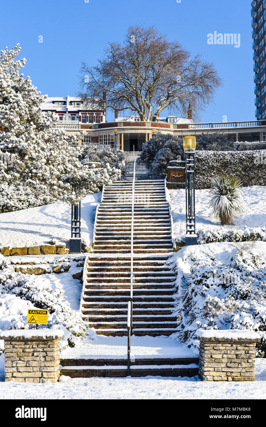 Steps up Cliffs at Southend on Sea, Essex, with snow from Beast from ...