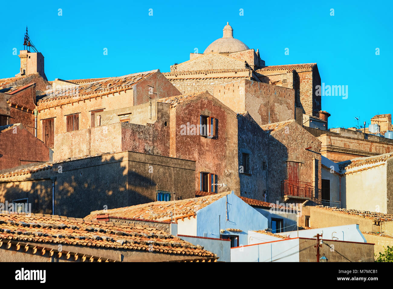 Cityscape of Erice old town on the mountain, Sicily island, Italy Stock ...