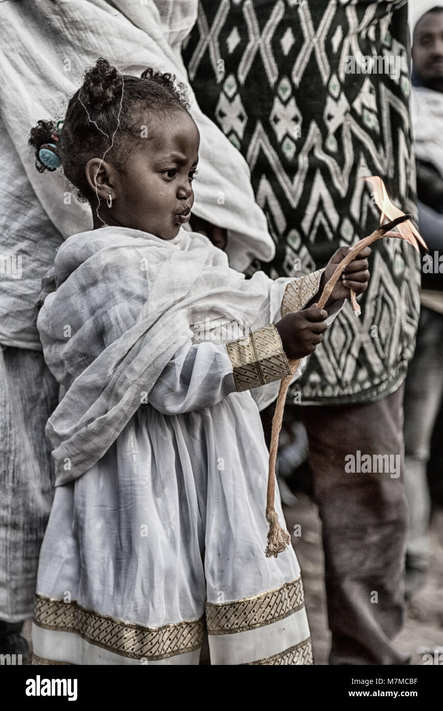 ETHIOPIA,LALIBELA-CIRCA JANUARY 2018--unidentified young girl in the ...