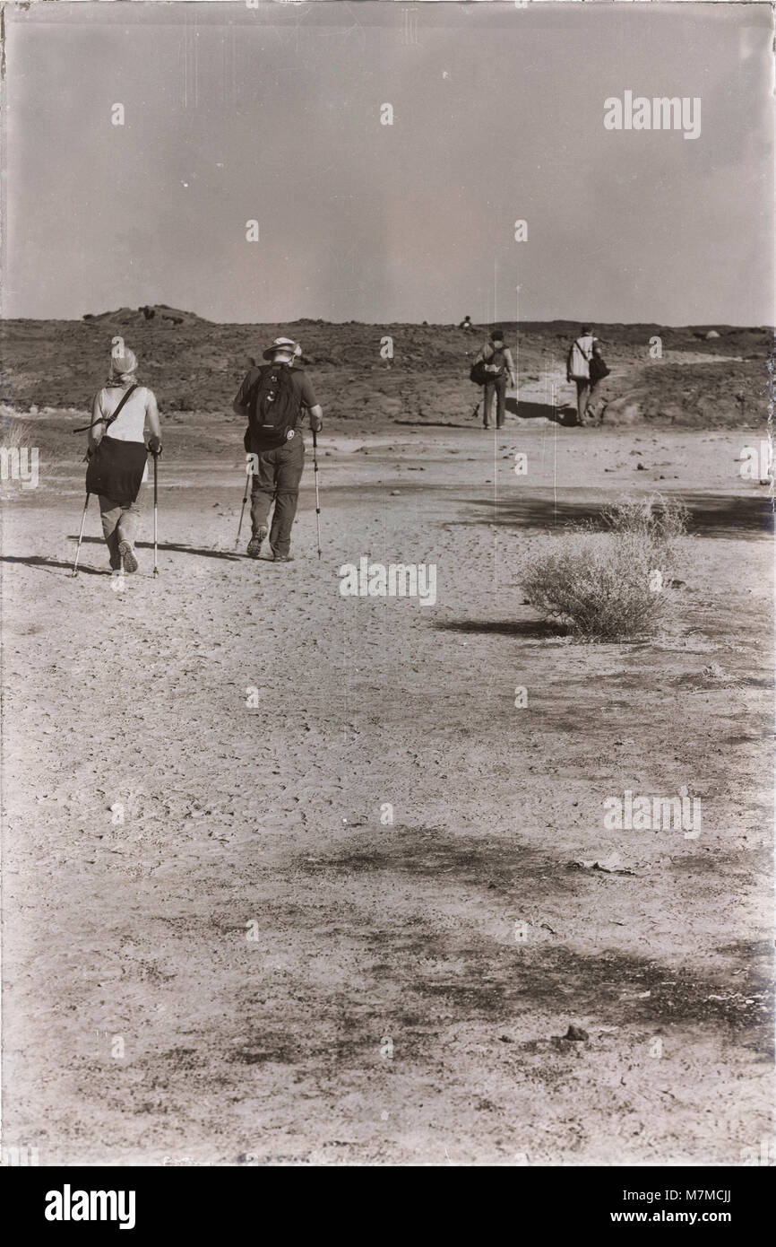in danakil ethiopia africa the old backpacker people walking in the ...