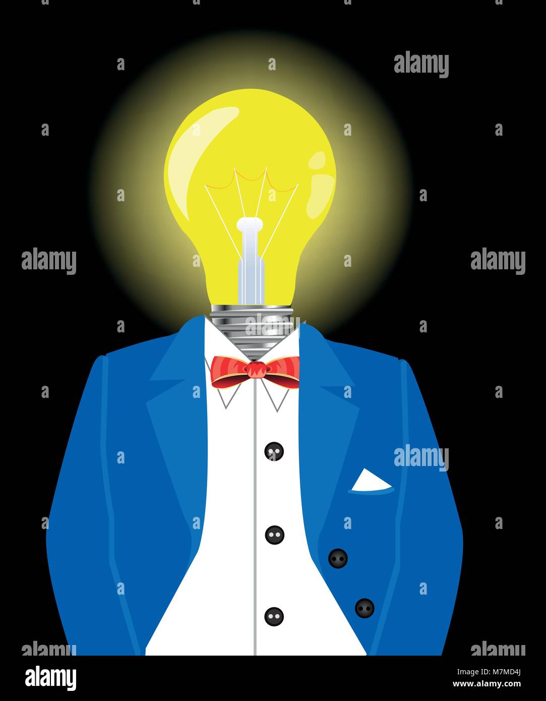 Light bulb instead of head Stock Vector Image & Art - Alamy