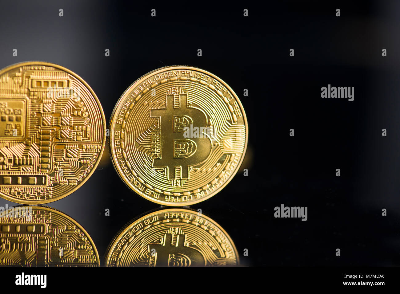 bitcoin with black background Stock Photo - Alamy